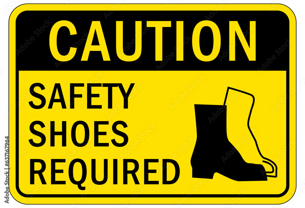 Wear safety shoes sign and labels safety shoes required Stock Vector ...