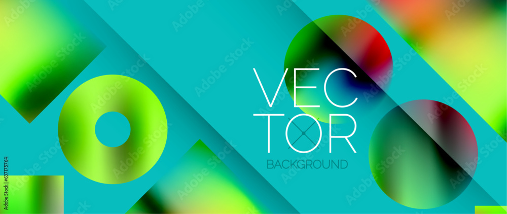 Squares and circles design. Fluid color gradients with metallic effects ...