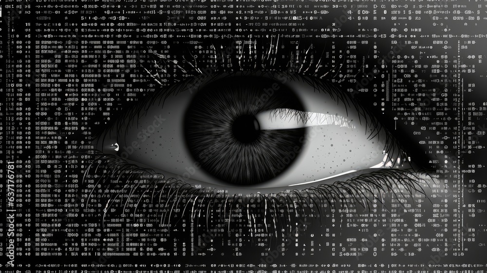 binary code. eye on code. eye of the world. binary code background ...