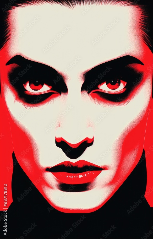 Vampire Poster - A female vampire on a red background - screenprint ...