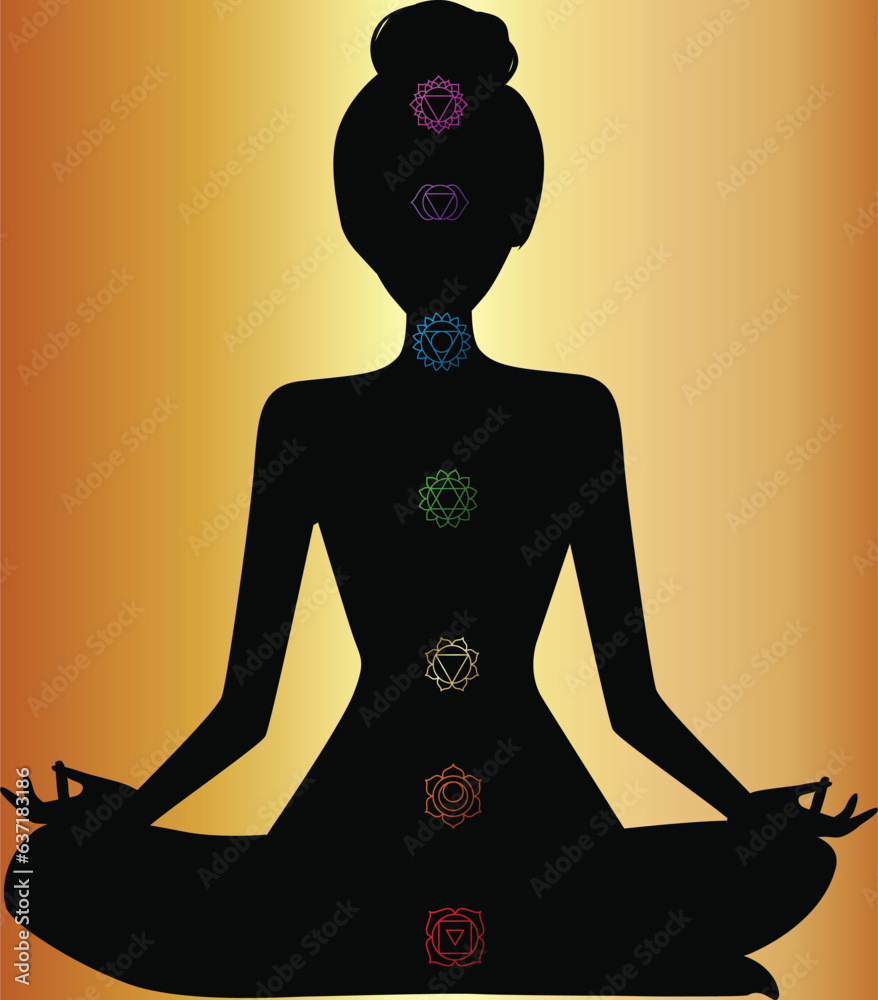 7 chakra meditation vector Stock Vector | Adobe Stock