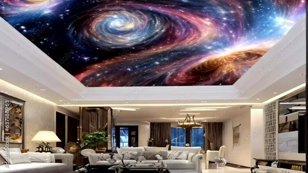 Luxurious living room interior with beautiful space view rooftop. House ...