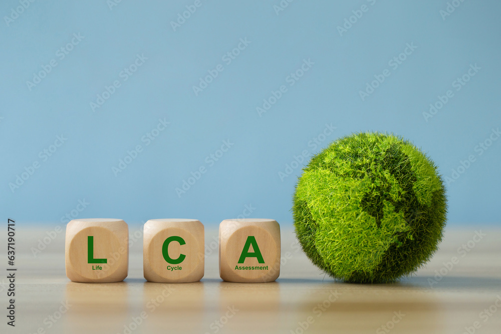Growing sustainability. LCA-Life cycle assessment concept.LCA Text on a ...