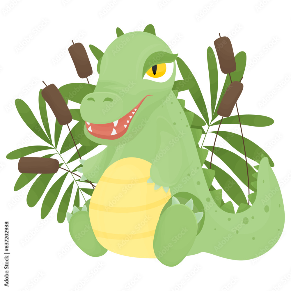 cartoon alligator illustration, cartoon drawing, vector animal Stock ...