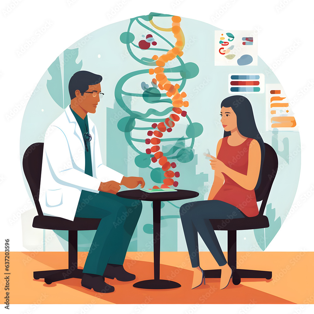 Clipart of a genetic counselor explaining genetic risks to a patient ...