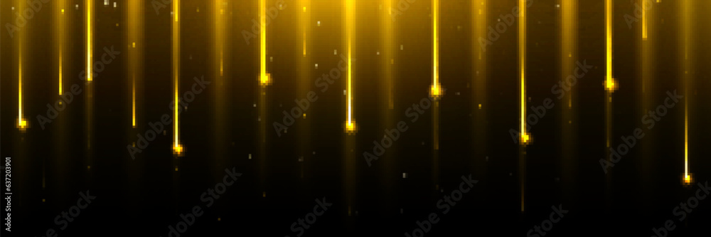 Gold star or comet shower rain space background. Golden meteor fall ...