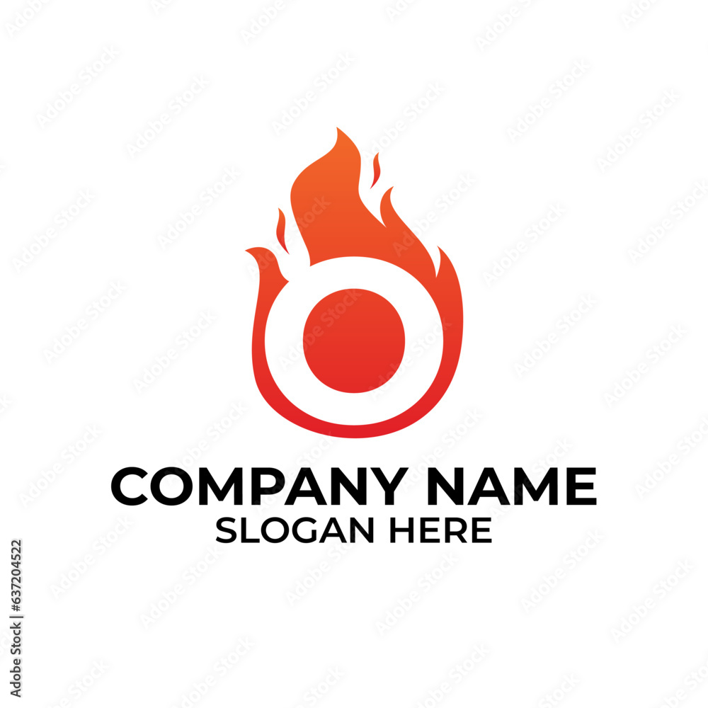O flame logo vector. Letter O logo flames template, fire logo initials ...