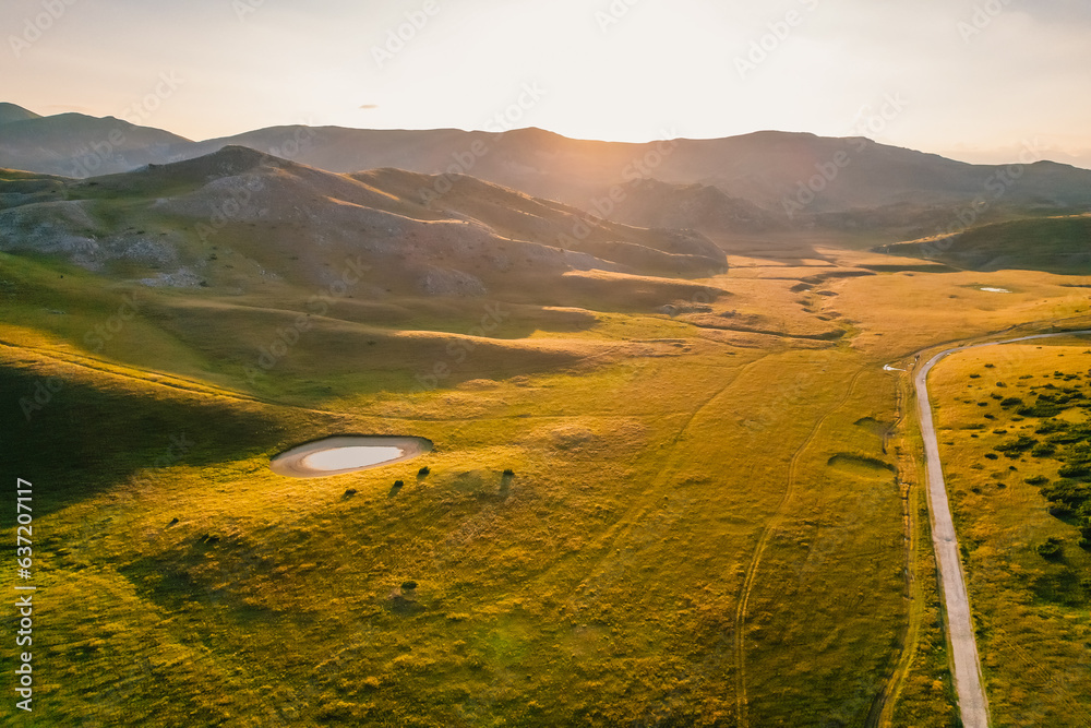 Sunset nature mountains around Mavrovo lake north Macedonia Stock Photo ...