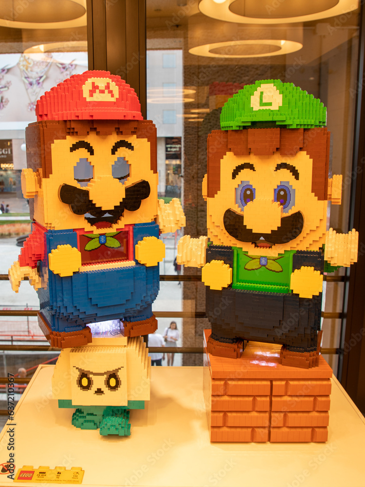 Nintendo super mario luigi brother brand logo and text sign on plastic ...