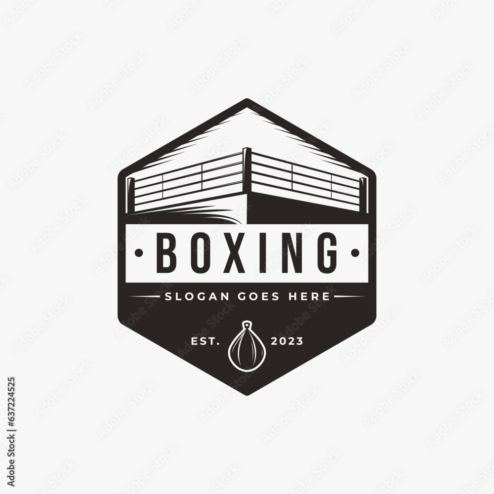Vintage Classic Boxing Logo badge emblem design, Fighting club, combat ...