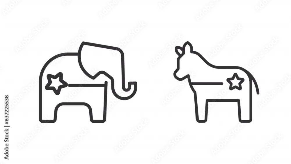 Black icon animation of political party symbols, HD video with ...