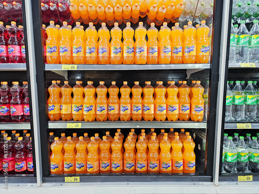 Various Fanta Orange (Carbonated beverage Soft drinks) Display Bottles ...