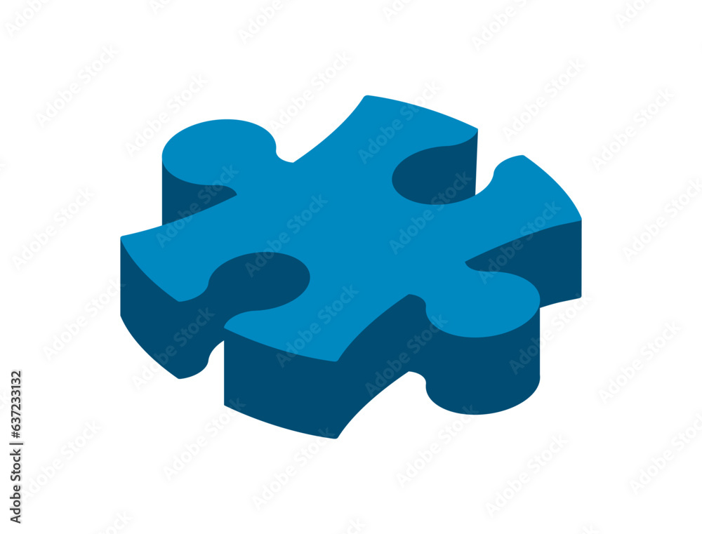 Isometric puzzle piece. 3D jigsaw puzzle. Solution concept. Problem ...