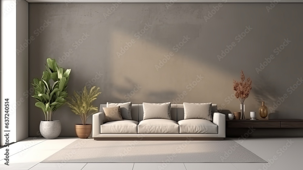 beautiful home interior mock up design template sofa in contemporary ...