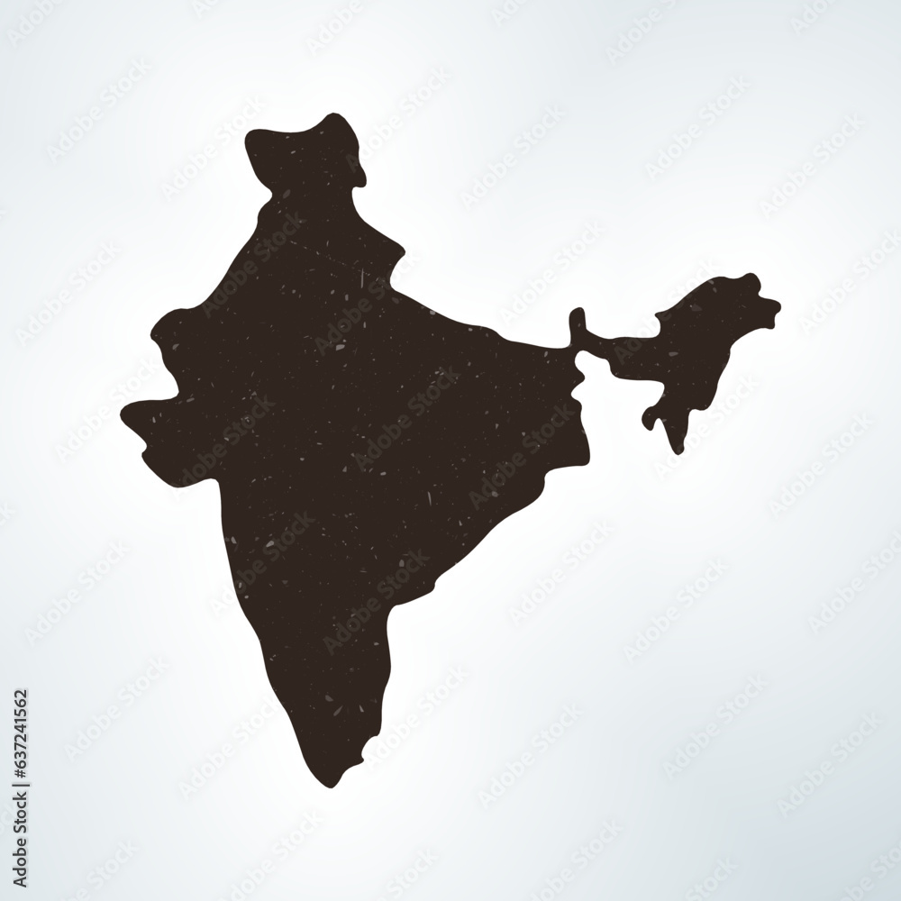 India shape on gradient background. Country map with scratch texture ...