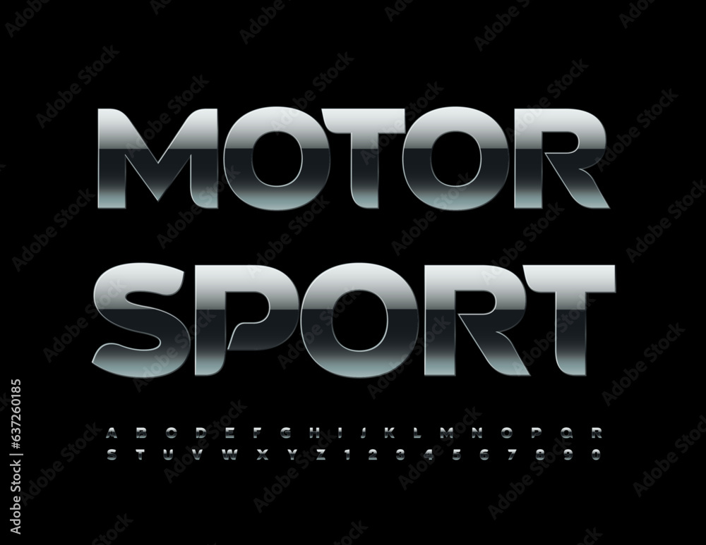 Vector activity banner Motor Sport. Dark metallic Font. Glossy set of ...