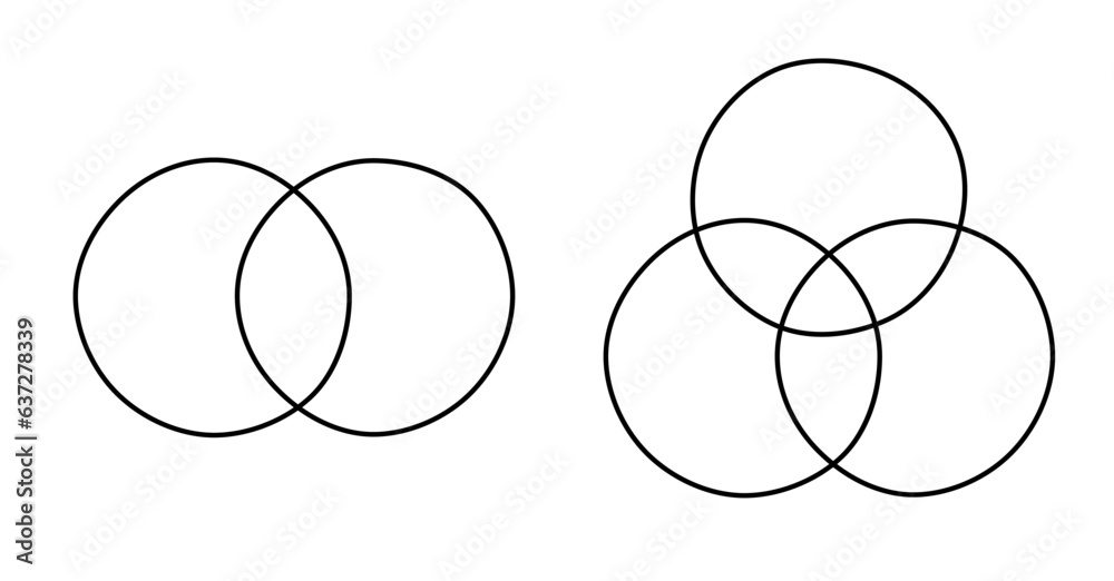 Hand drawn Blank Venn diagram set. Clipart image Stock Vector | Adobe Stock