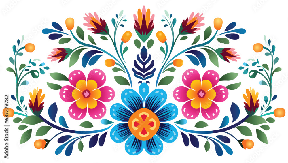 Mexican flower traditional pattern background. Mexican ethnic ...