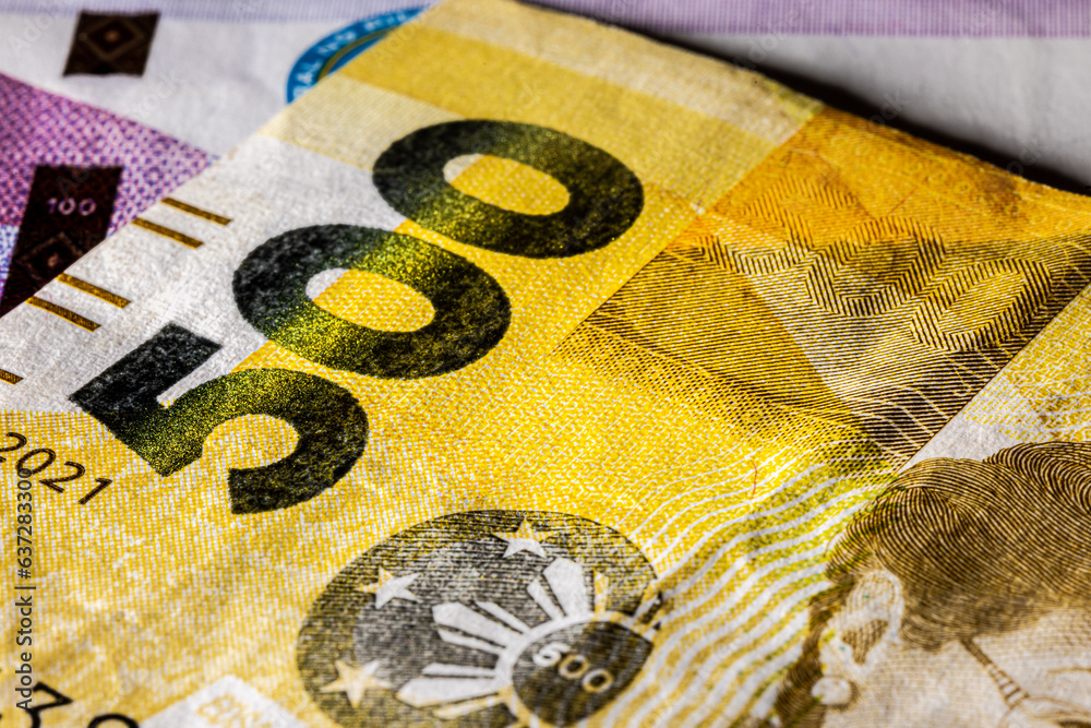Front side of 500 peso bill of the Philippines. 500 Philippine Peso ...