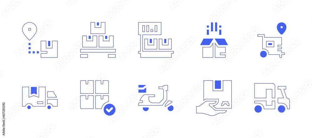 Delivery icon set. Duotone style line stroke and bold. Vector ...