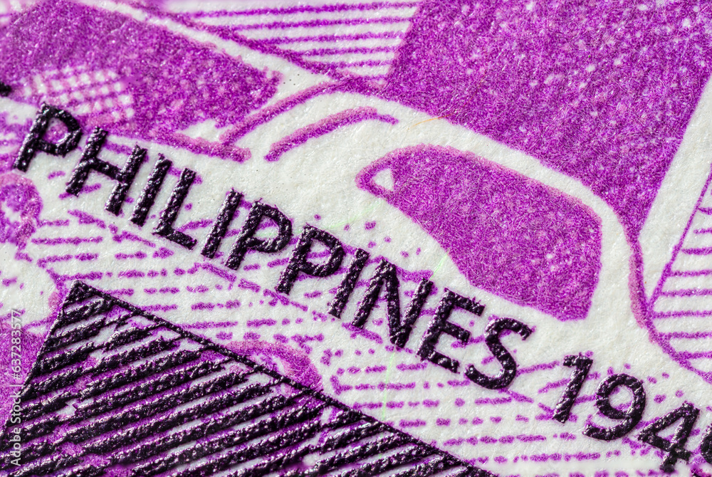 Extreme macro photography of a 100 Peso banknote. Ultra close up of a ...