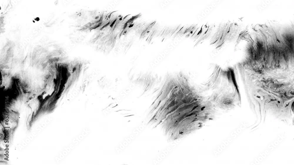 Black ink artistic flow splatter spots spills white paper beautiful ...