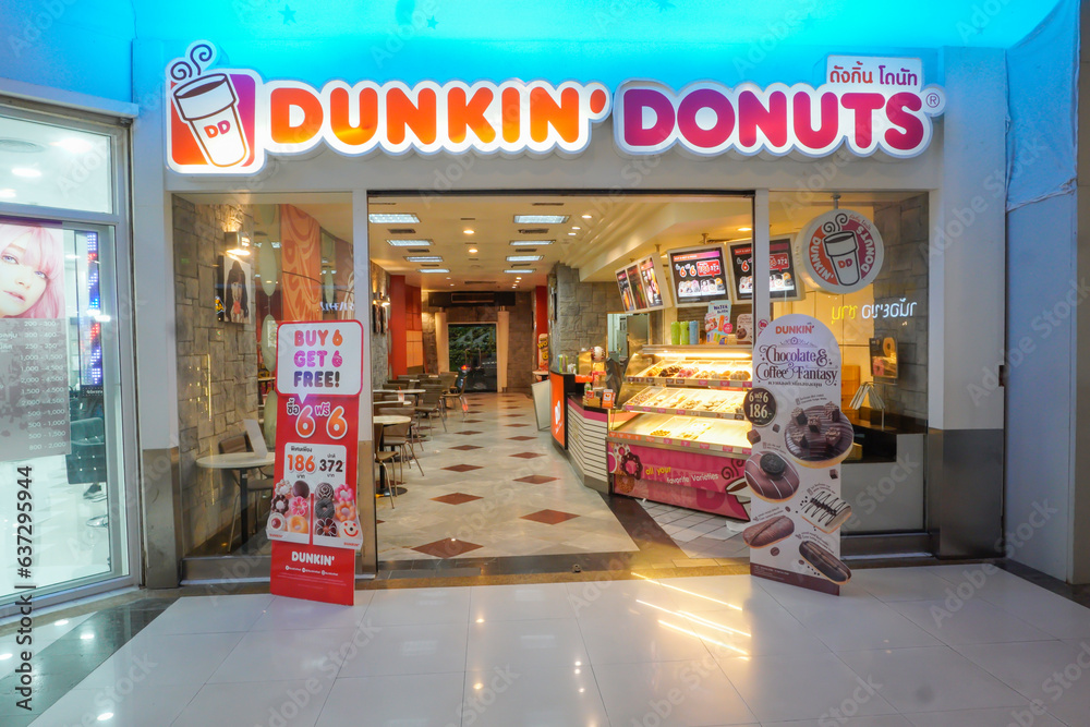 Bangkok, Thailand, August 21, 2023. Dunkin' Donuts at Major Pinklao has ...
