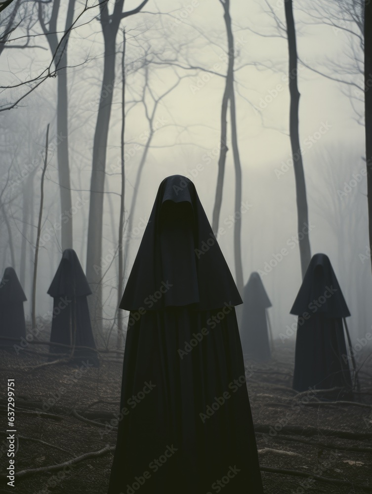 Satanist Nun Cult Meeting in the Forest - Dark, Mysterious Coven ...