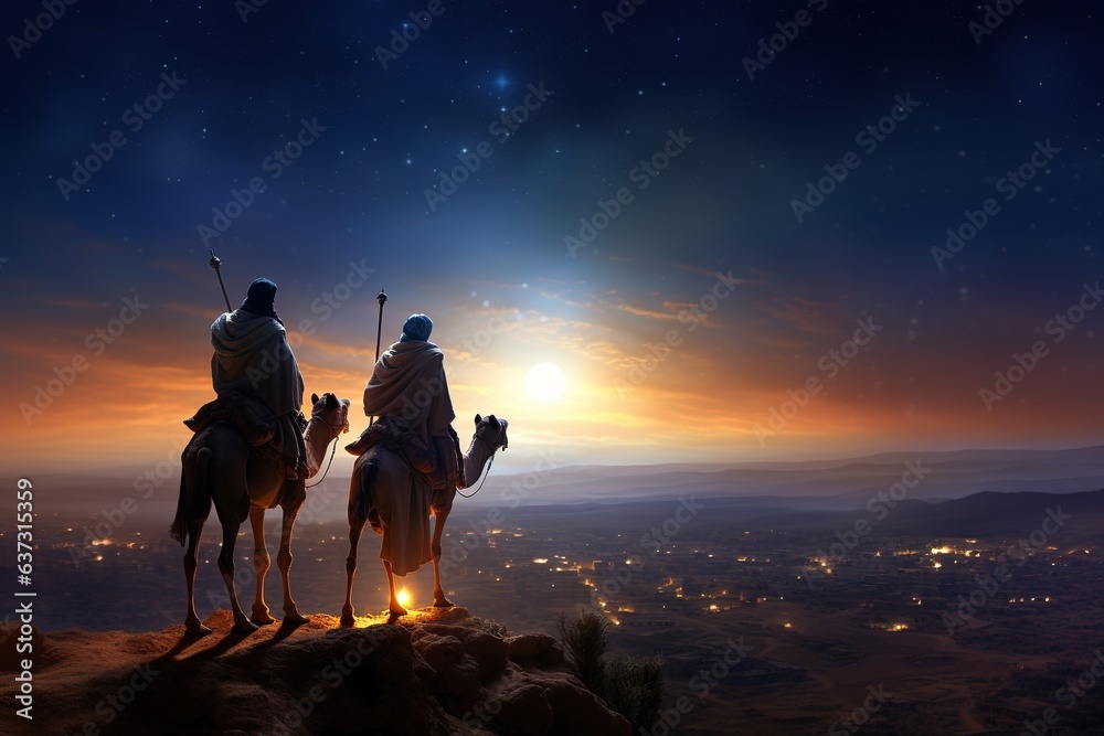 The Star of Bethlehem. Christmas story from the Bible. The holy star ...