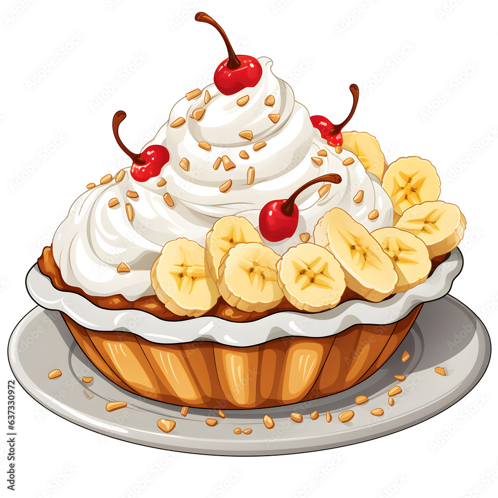 cartoon banana split clipart, transparent background Stock Illustration ...