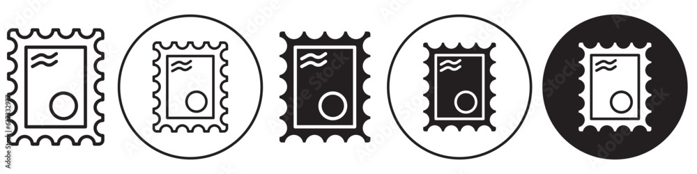 Postage stamp icon. Symbol of vintage postal mail frame with envelope ...