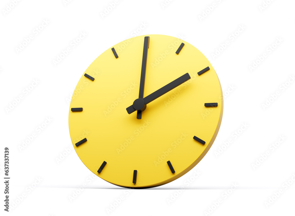 3d Simple Yellow Round Wall Clock 2 O'Clock Two O'clock On White ...