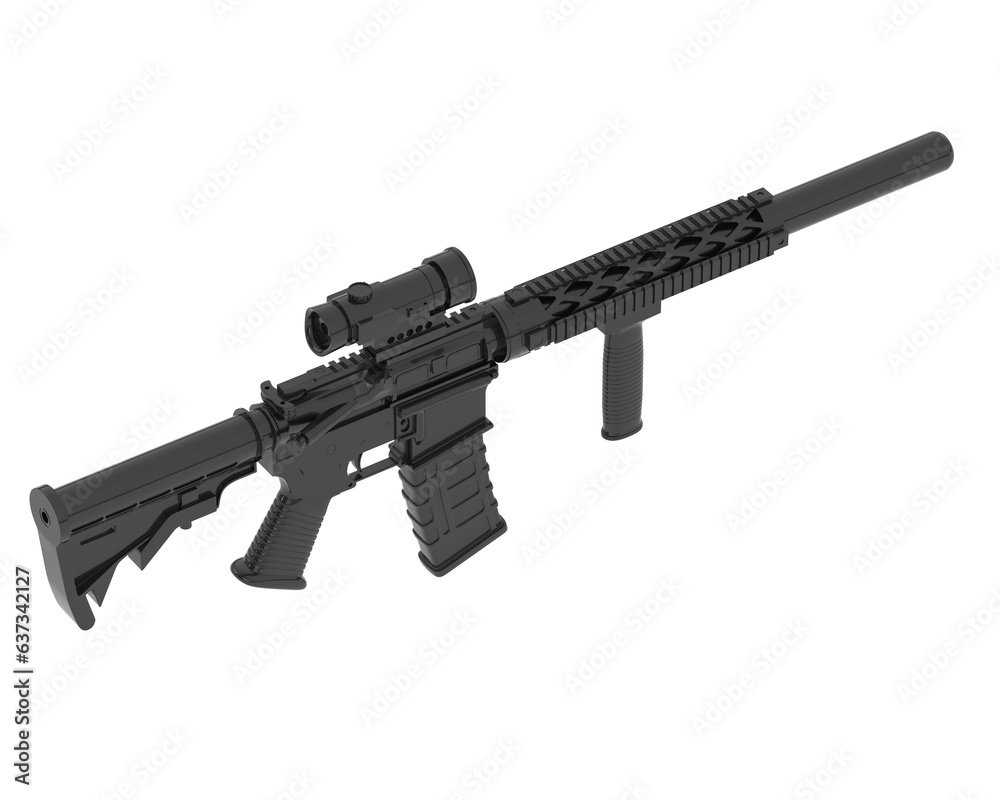 Machine gun isolated on transparent background. 3d rendering ...