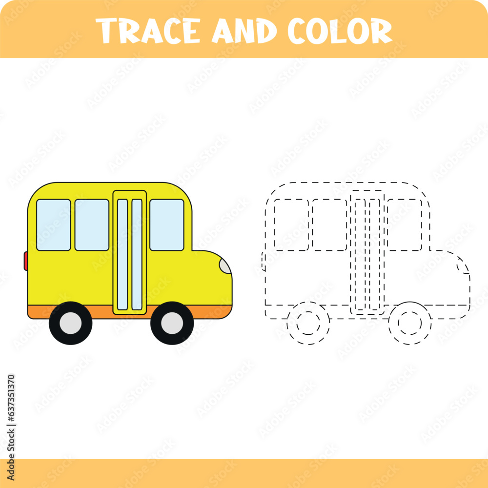 Activity worksheet for preschool kids. Trace and color objects. Game ...