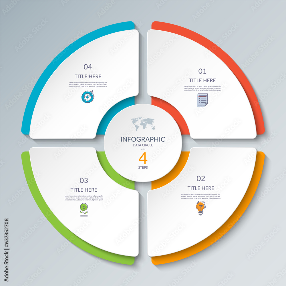 Vector infographic circle. Cycle diagram with 4 steps. Round chart that ...