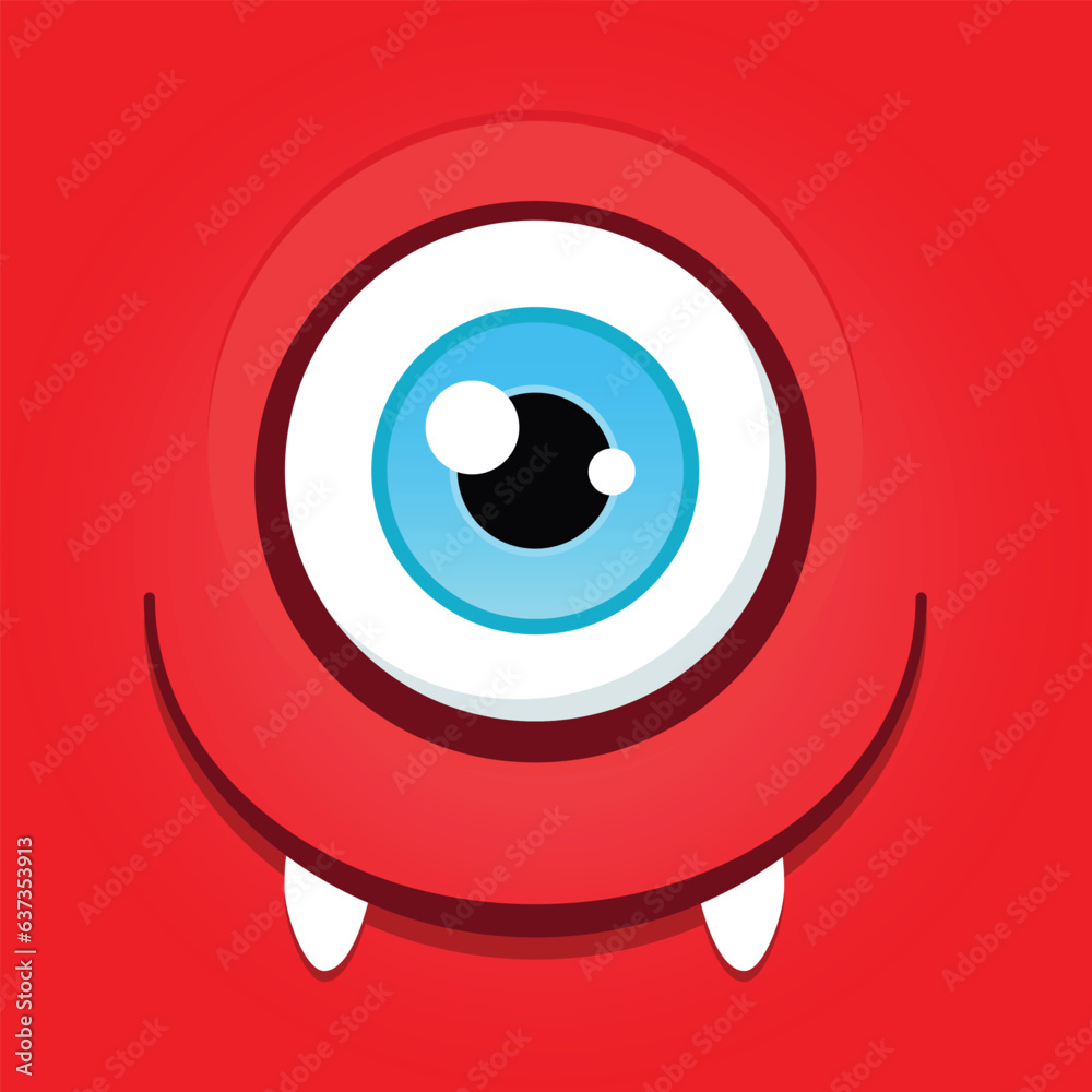 Monster eye. Cartoon illustration of a funny smiling monster with one ...