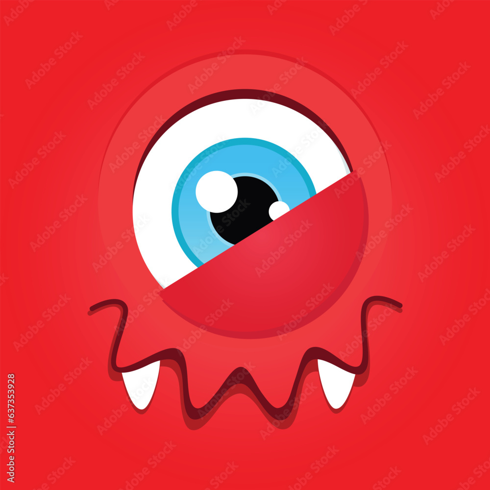 Monster eye. Cartoon illustration of a crazy smiling monster with one ...