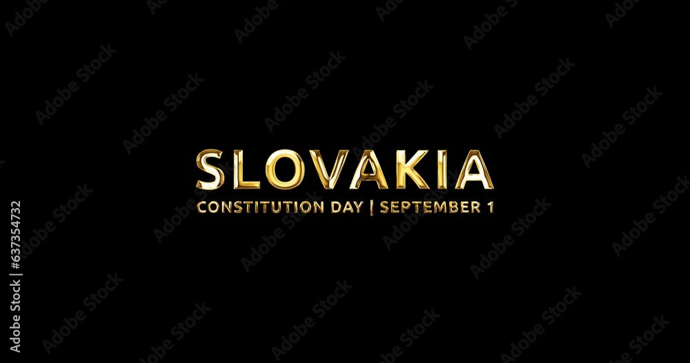 Slovakia Constitution Day. Text animation in luxurious gold shiny with ...