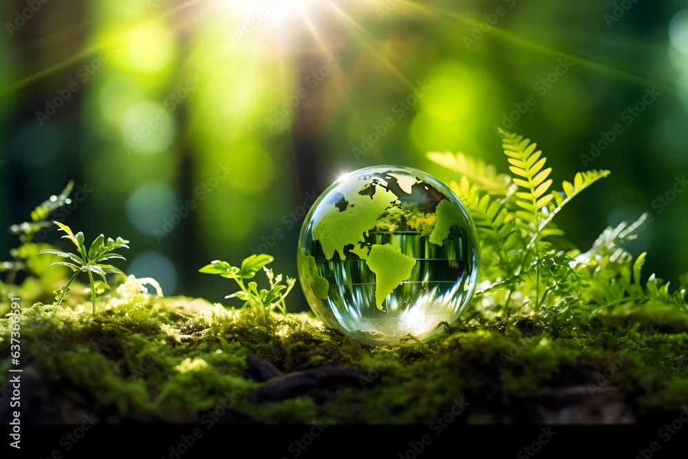 renewable energy light bulb with green energy, Earth Day or environment ...