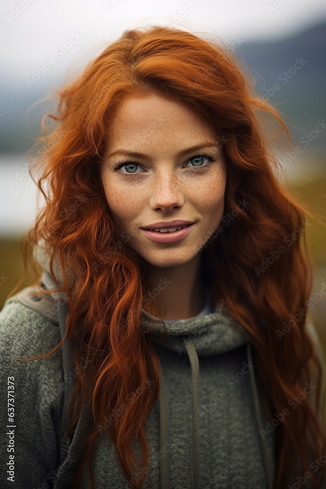 A vibrant woman with red hair, freckles, and a beaming smile radiates ...