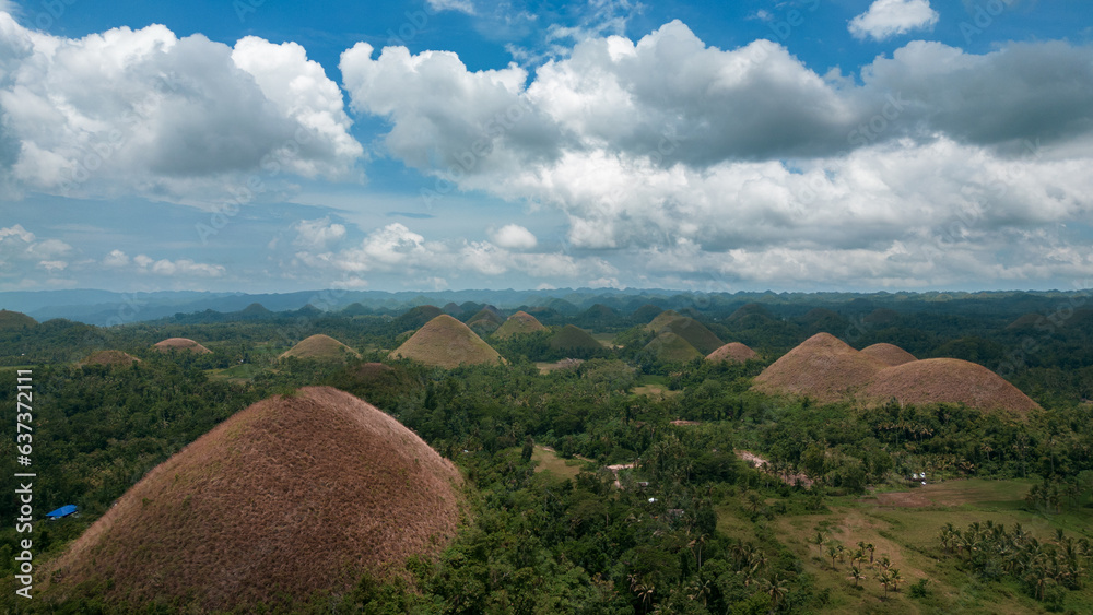 Photograph of the Chocolate Hills mountains in Bohol in the Philippines ...