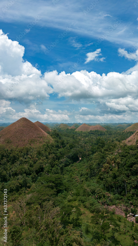 Photograph of the Chocolate Hills mountains in Bohol in the Philippines ...