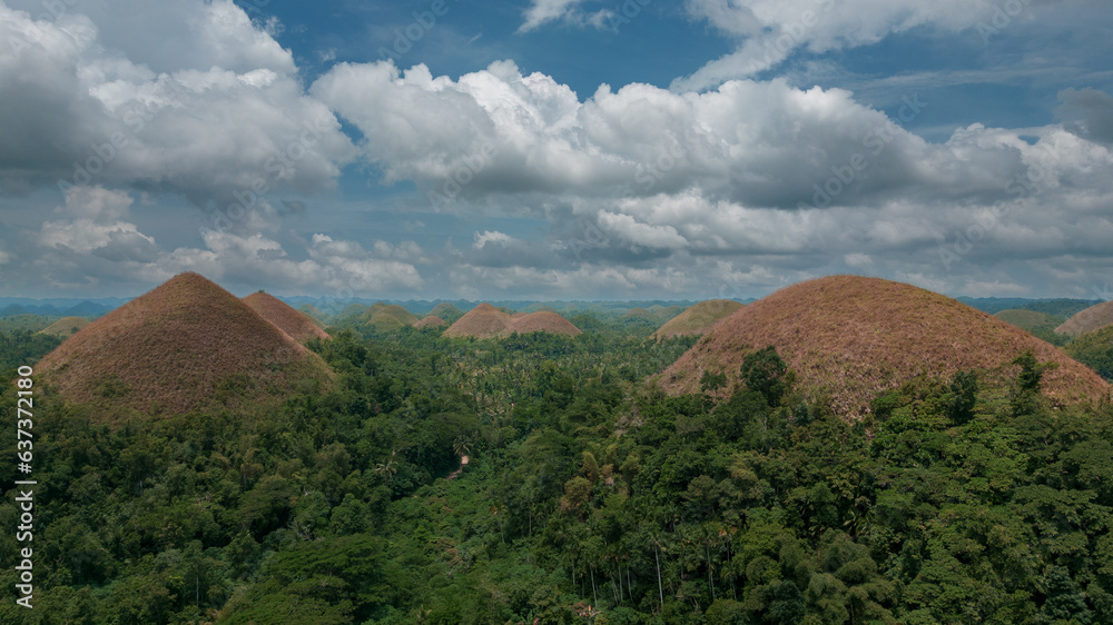 Photograph of the Chocolate Hills mountains in Bohol in the Philippines ...