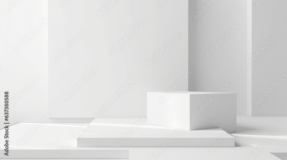 white colour object stage podium stand for sample product showcase ...