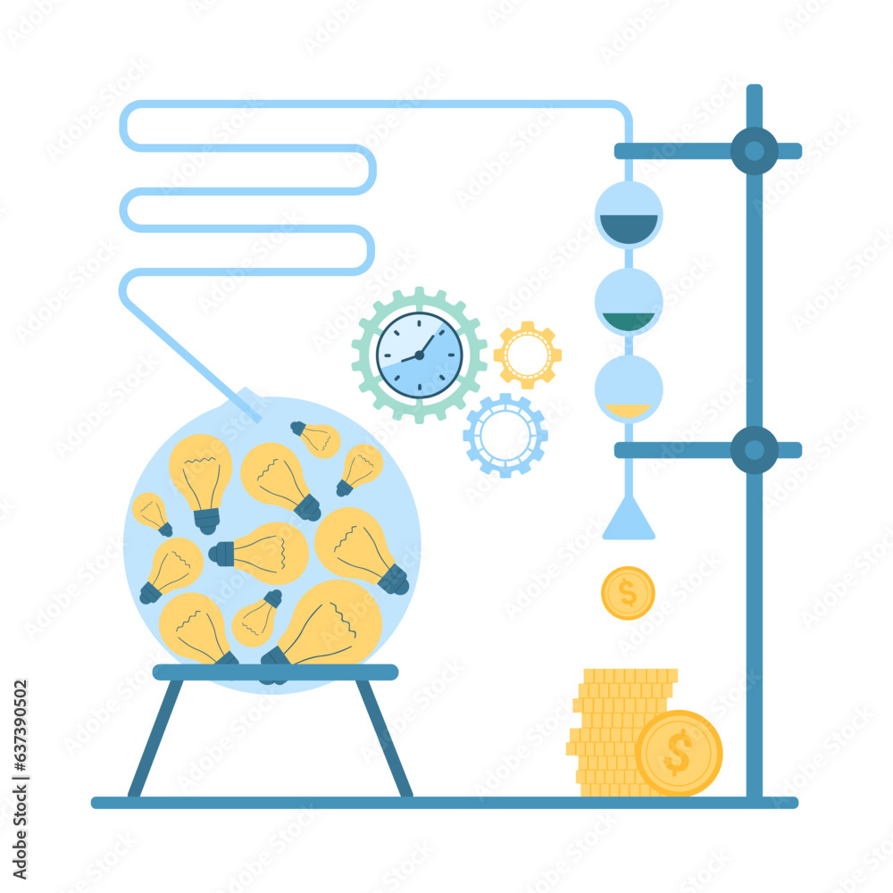 Process of conversion of idea into money vector illustration. Cartoon ...