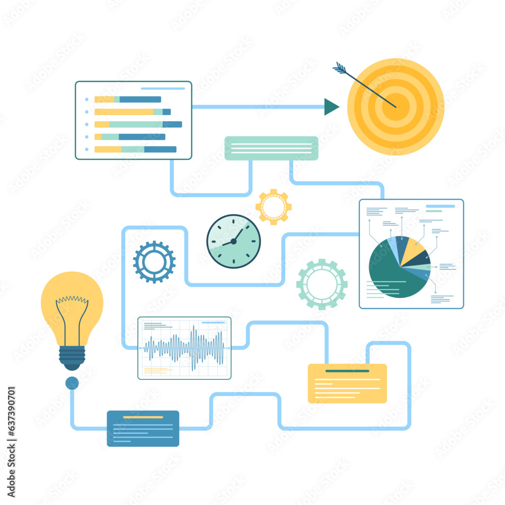 Timeline of project development and business growth vector illustration ...