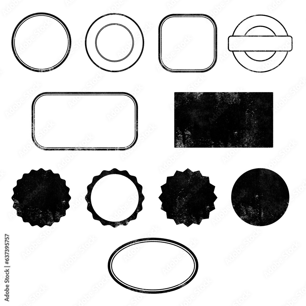 Various labels, badges and vignette stamps with distressed grunge ...