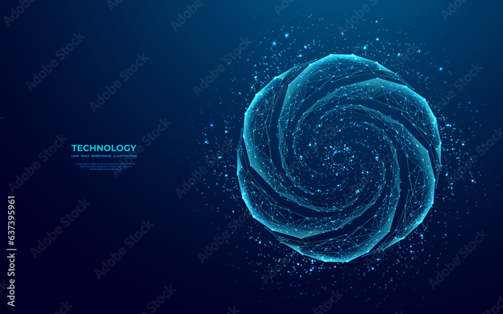 Abstract chatbot icon in futuristic low poly wireframe style. Digital ...