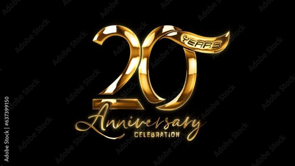 Happy Birthday Anniversary 20 Years Celebration Greeting Text Luxury ...