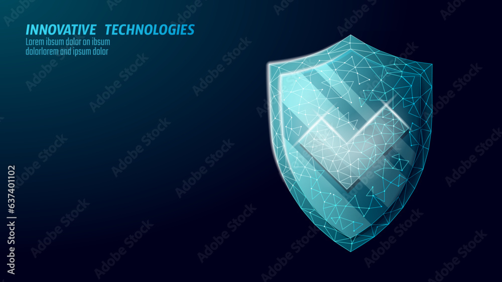Low poly 3D check icon silhouette. Approved test correct right element ... Low poly 3D check icon silhouette. Approved test correct right element ...